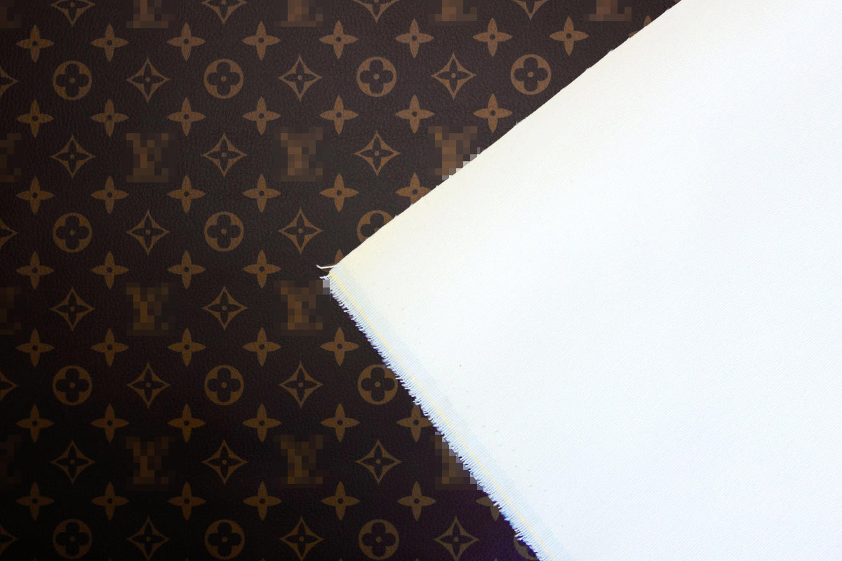 Synthetic leather with a classic LV monogram print – logofabrics